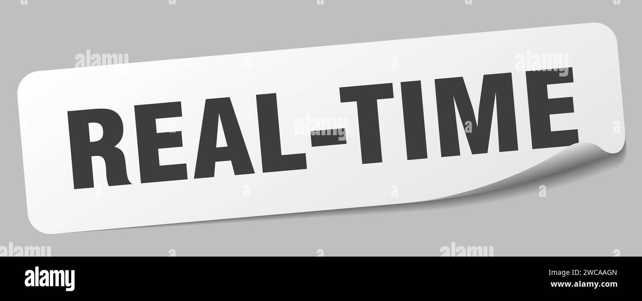 real-time sticker. real-time rectangular label isolated on white ...