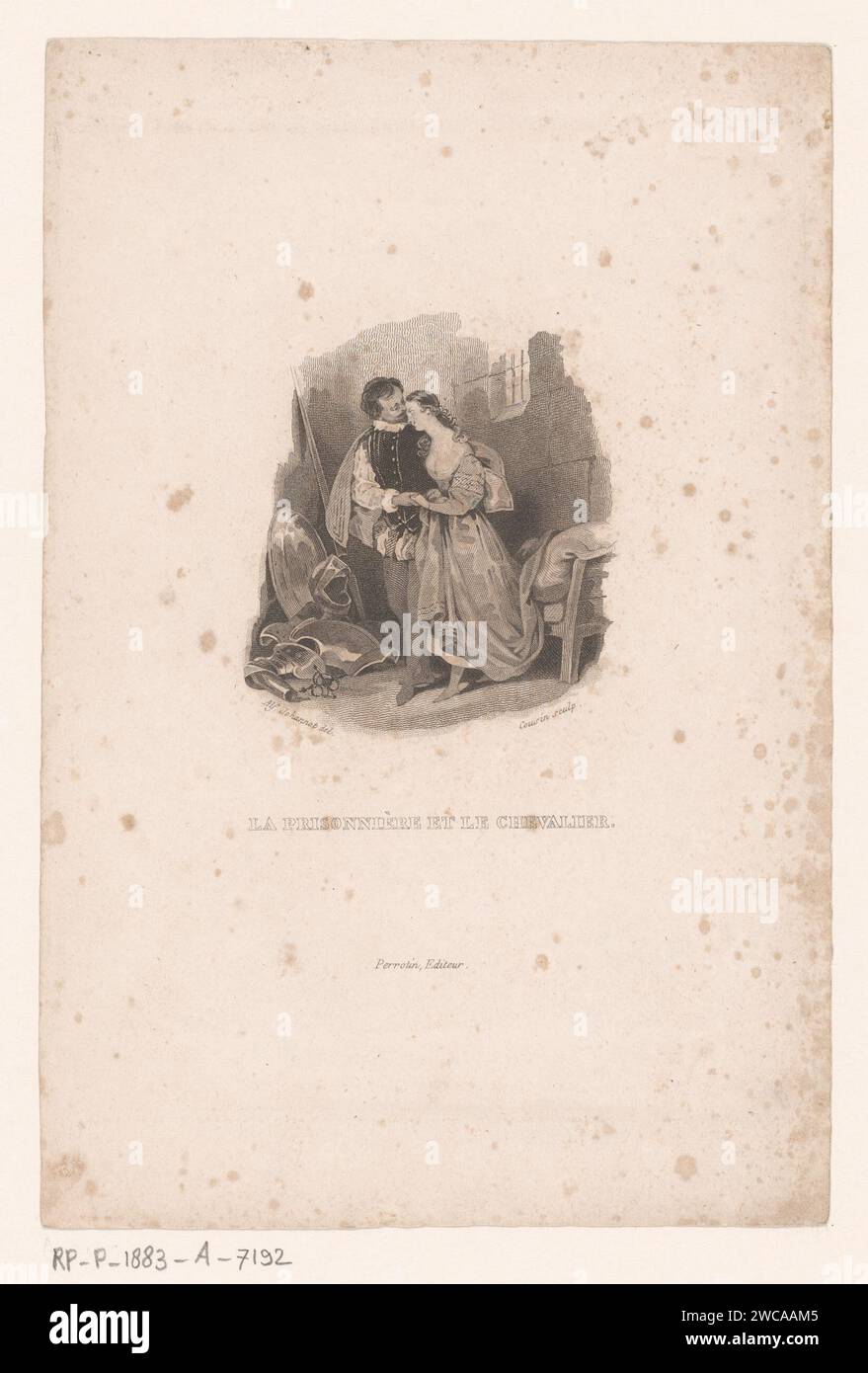 Young couple in a prison, Charles Cousin, After Alfred Johannot, 1817 ...