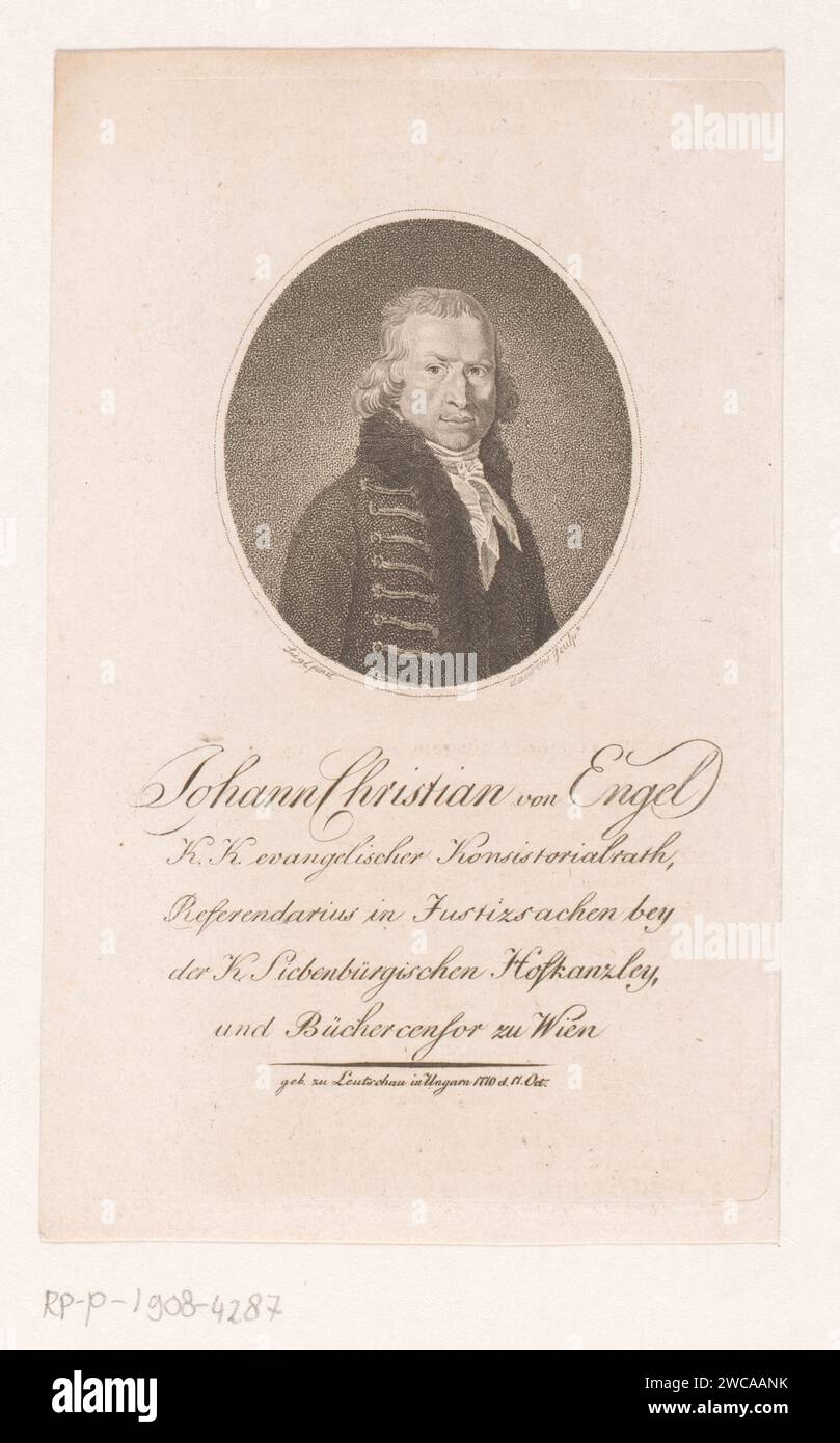 Portrait van Johann Christian Engel, Johann Daniel Laurenz (II), after Anton Siegl, 1780 - 1832 ...