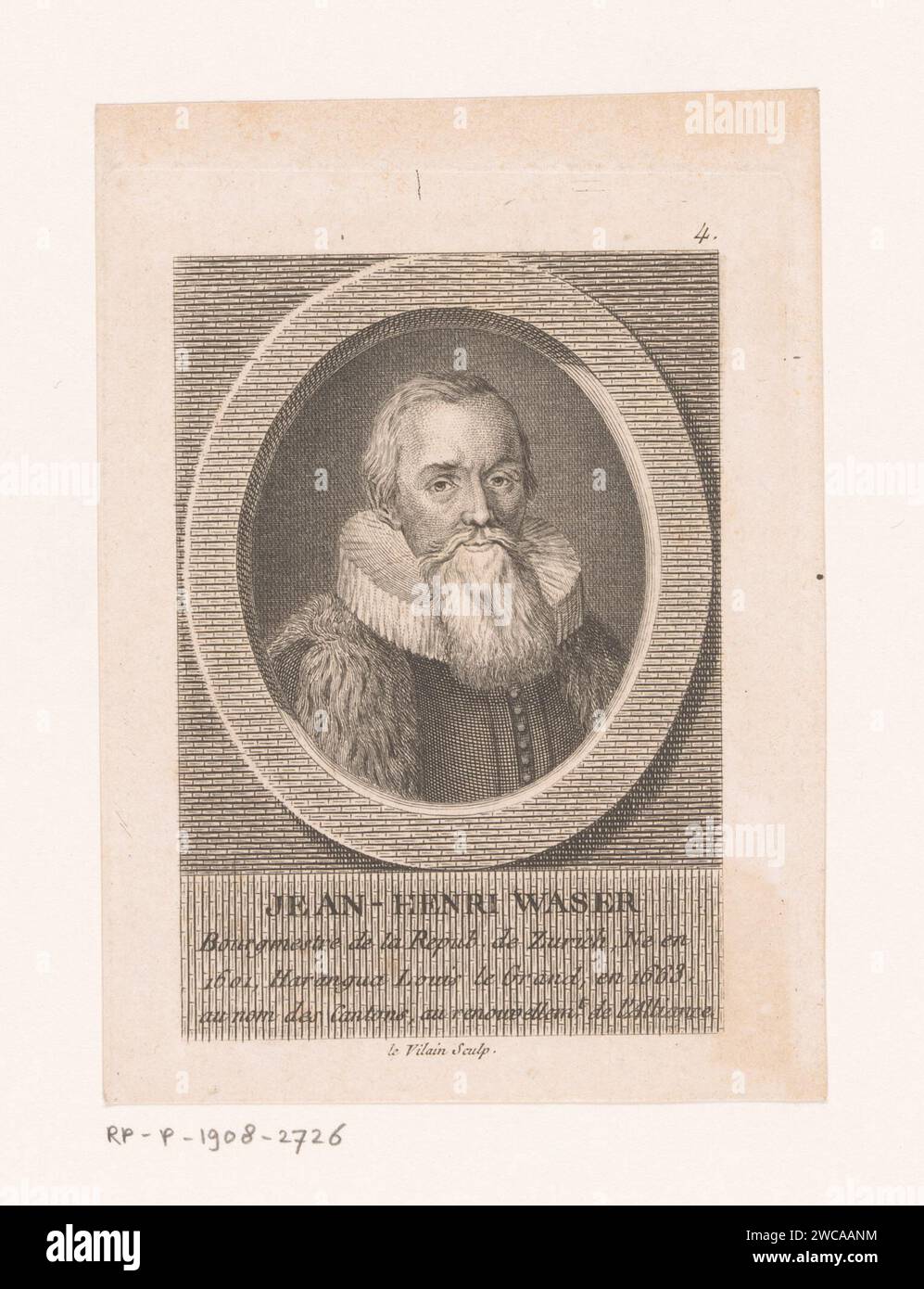Portret van Johann Heinrich Waser, Gérard René Le Villain, 1750 - 1836 ...