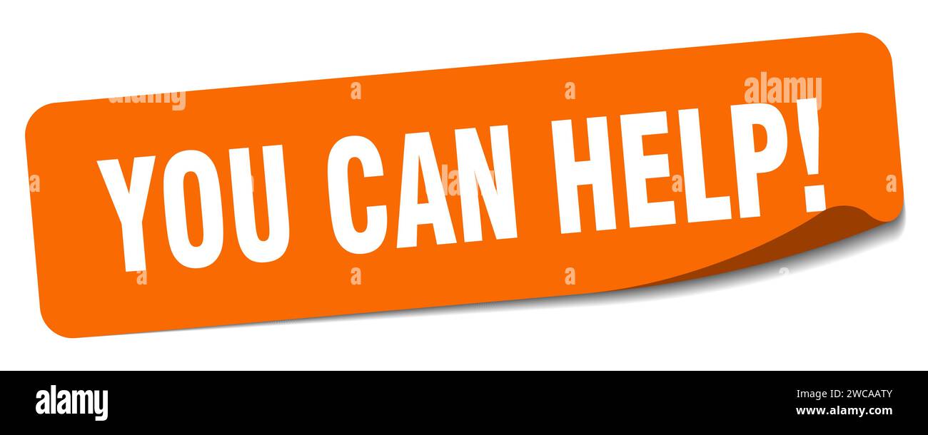 you can help sticker. you can help rectangular label isolated on white ...