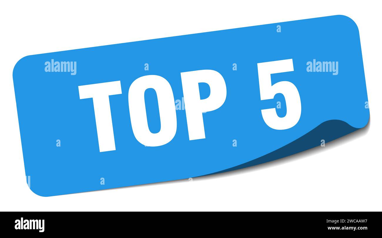 top 5 sticker. top 5 rectangular label isolated on white background ...
