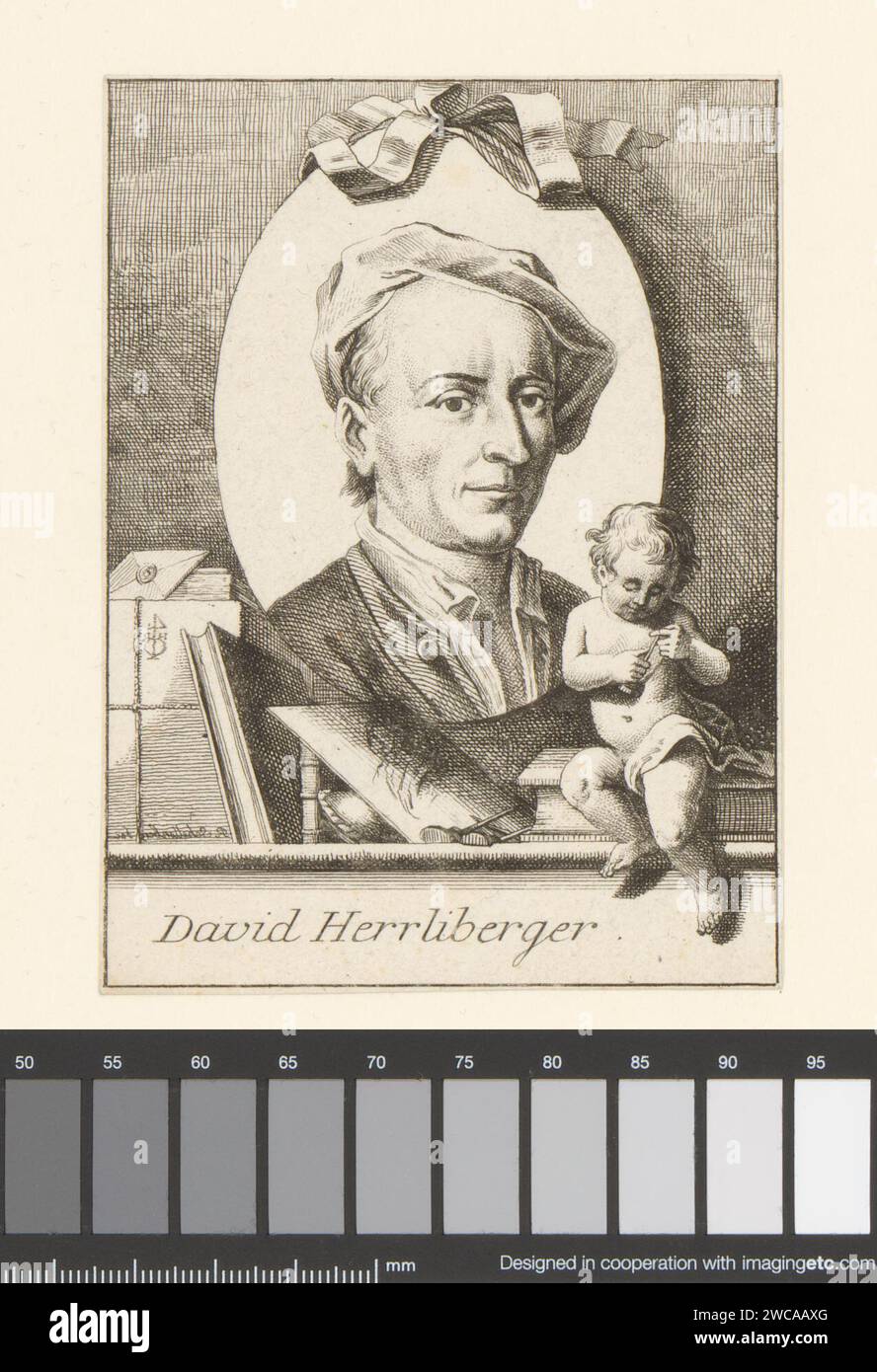 Portrait van David Herrliberger, Johann Rudolph Schellenberg, 1750 ...