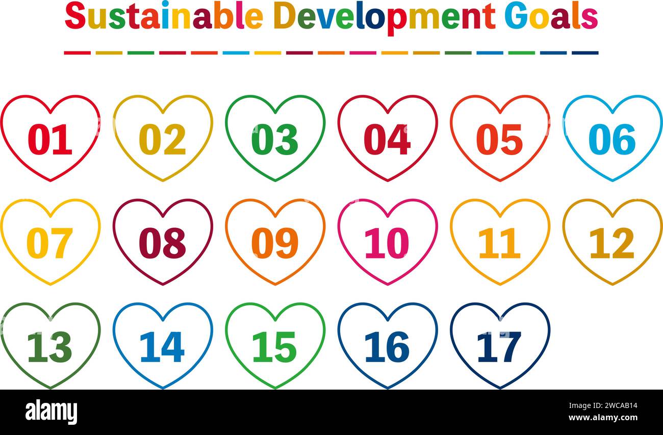 Heart-shaped heading label set in SDG colors, Vector Illustration Stock Vector Image & Art - Alamy