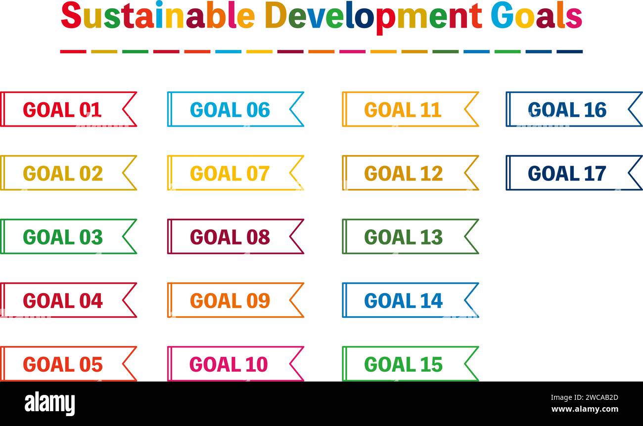 SDGs color heading label set, Vector Illustration Stock Vector Image ...