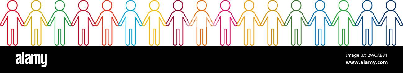 SDGs, people holding hands in a horizontal line, Vector Illustration ...