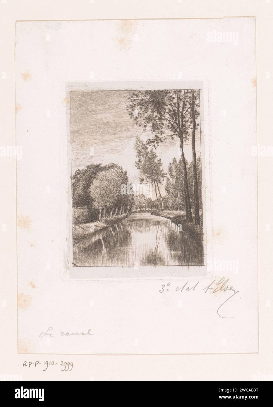 Channel with vegetation along the banks, Alfred Elsen, 1860 - 1910 ...