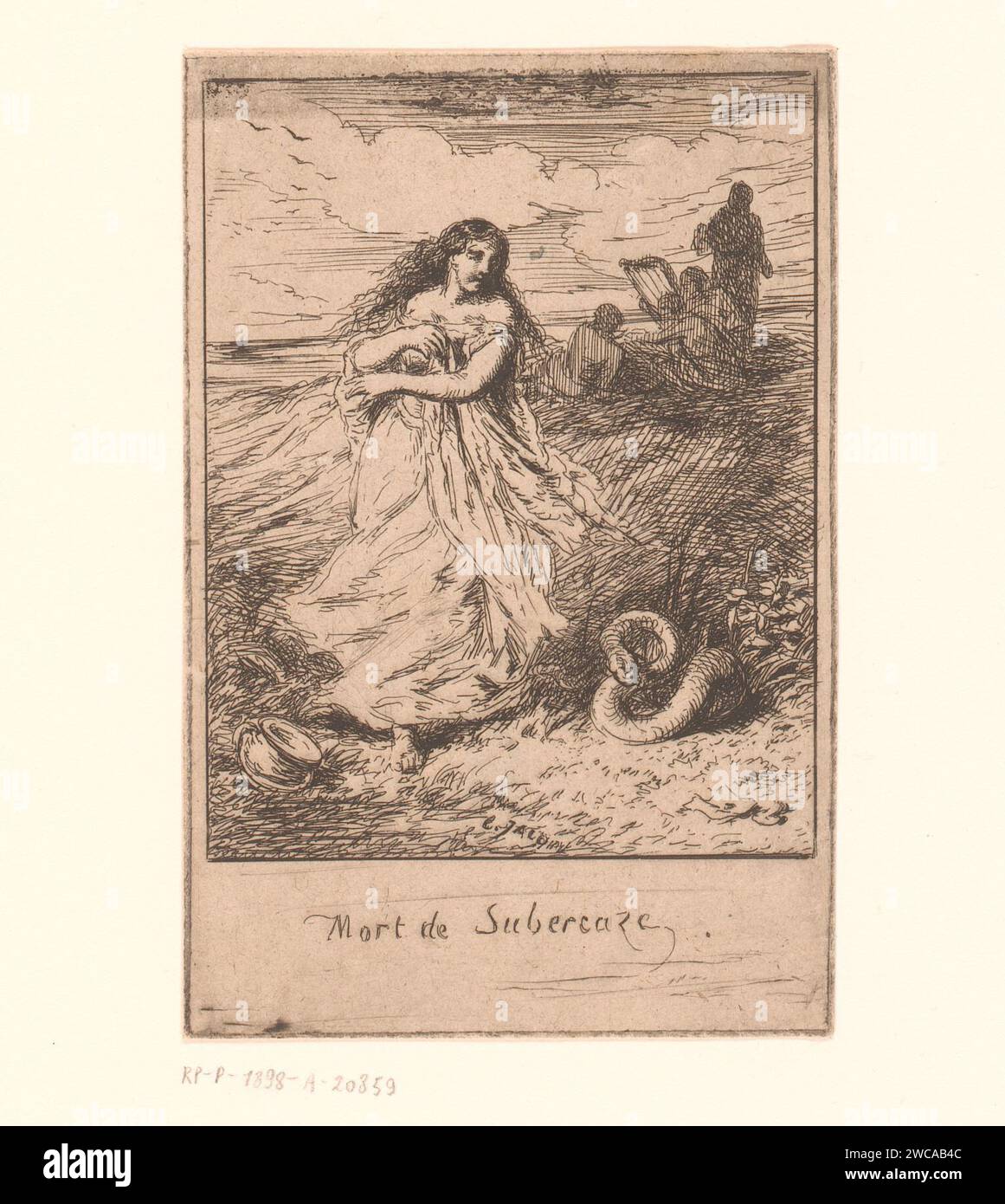 Mythological scene with wife and snake, Charles Emile Jacque ...