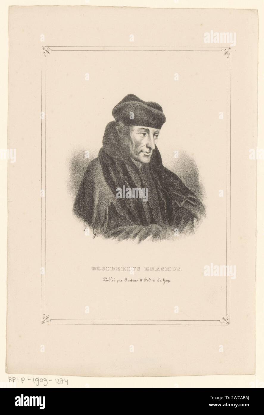 Portret Van Erasmus, Achille Girardot, 1837 - 1840 print The Hague ...