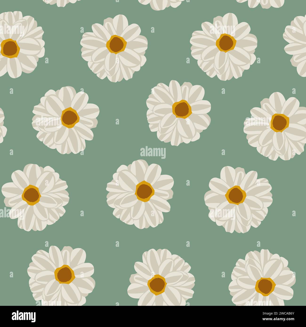 Vector isolated illustration of pattern with white flowers Stock Vector ...