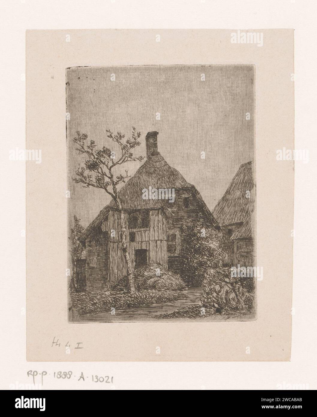 View of a thatched farmhouse, Jean Pierre François Lamorinière, 1838 ...