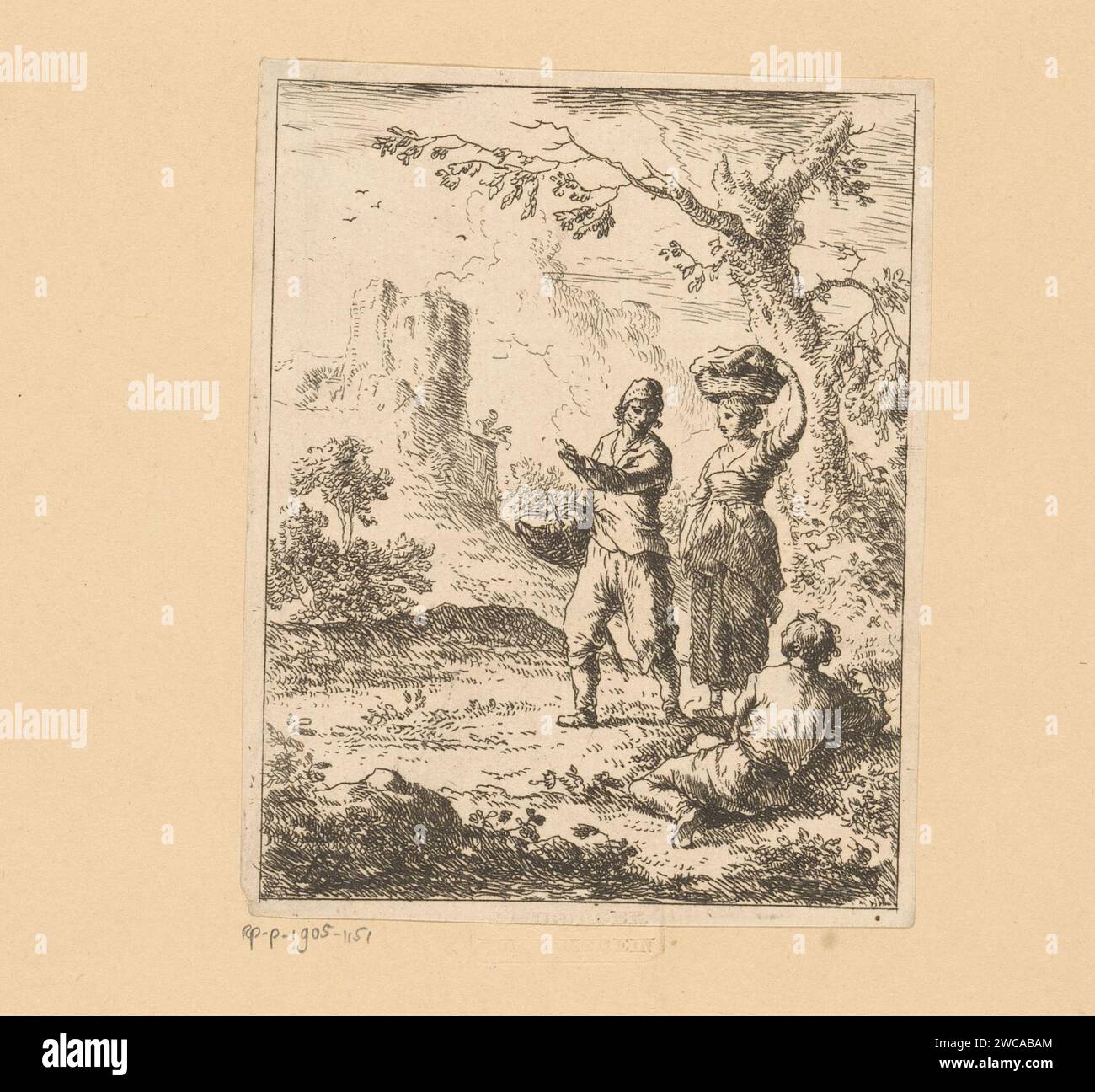 Landscape with three figures for a ruin, Franz de Paula Ferg, 1699 ...