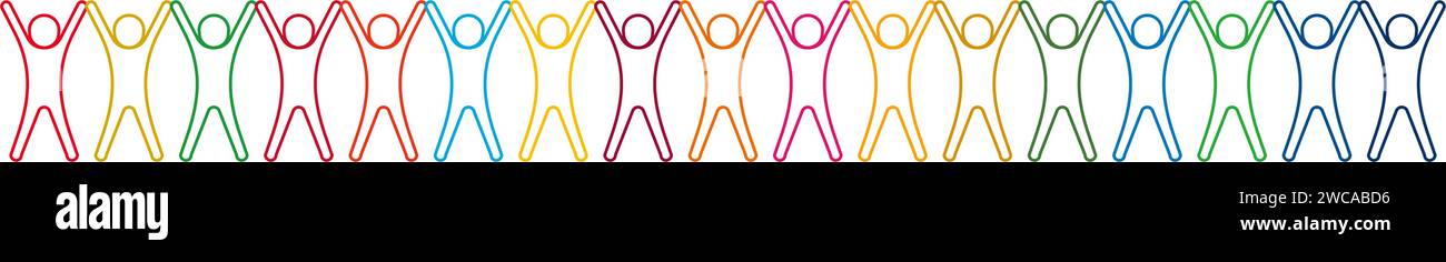 SDGs, people holding hands in a horizontal line and hailing, Vector ...