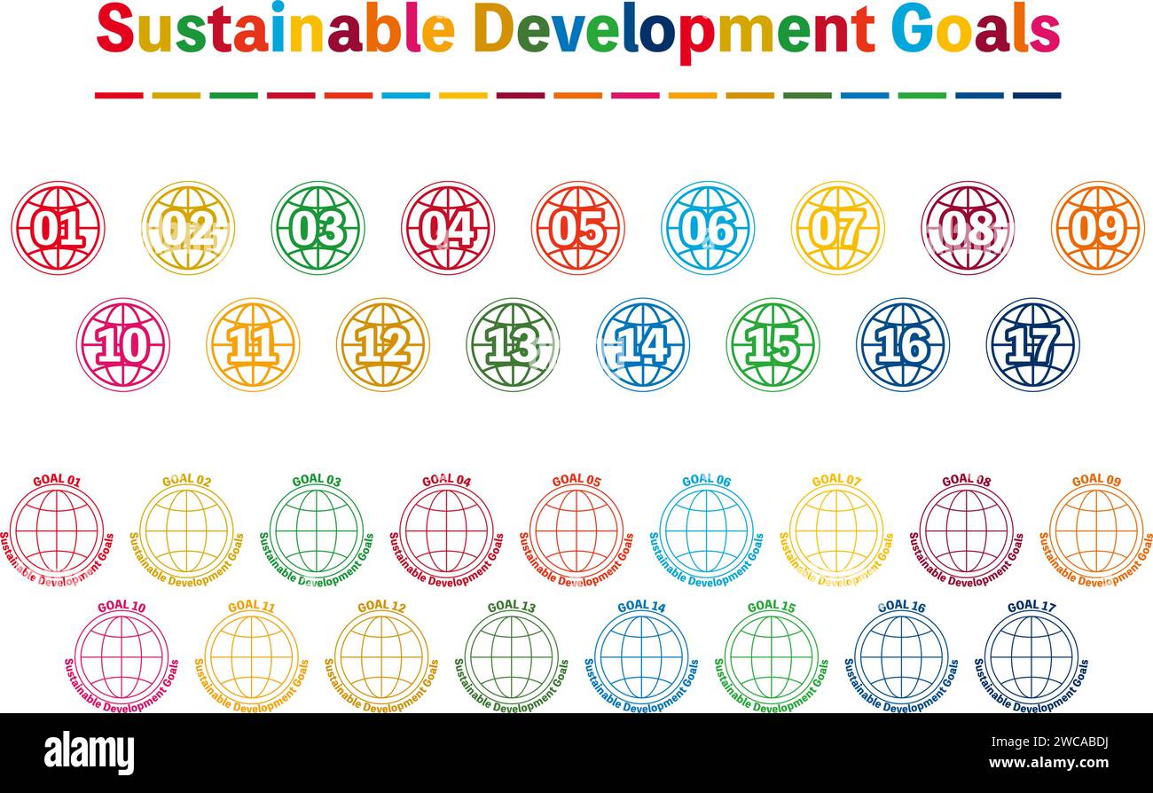Numeric logo set in SDGs colors, earth symbol, Vector Illustration ...