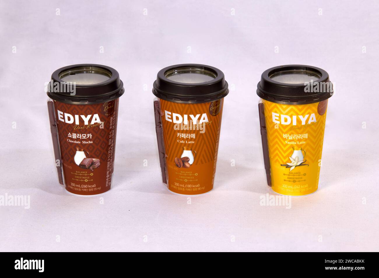 Ulsan, South Korea - January 14, 2024: A delightful trio of Ediya ...