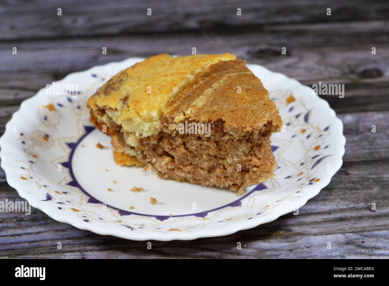 Tiger marbled sponge cake, components of flour, butter, oil, vanilla ...