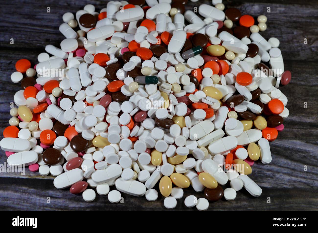 tablets, medical treatment with drugs concept, misuse and drug abuse ...