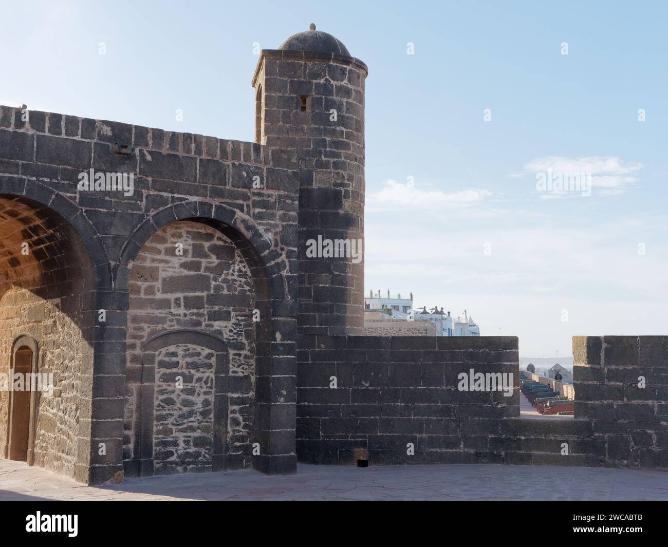 Fort area with cannons in the medina in Essaouira Morocco, Jan 14th ...