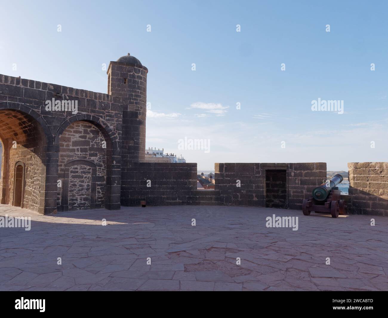 Fort area with cannons in the medina in Essaouira Morocco, Jan 14th ...