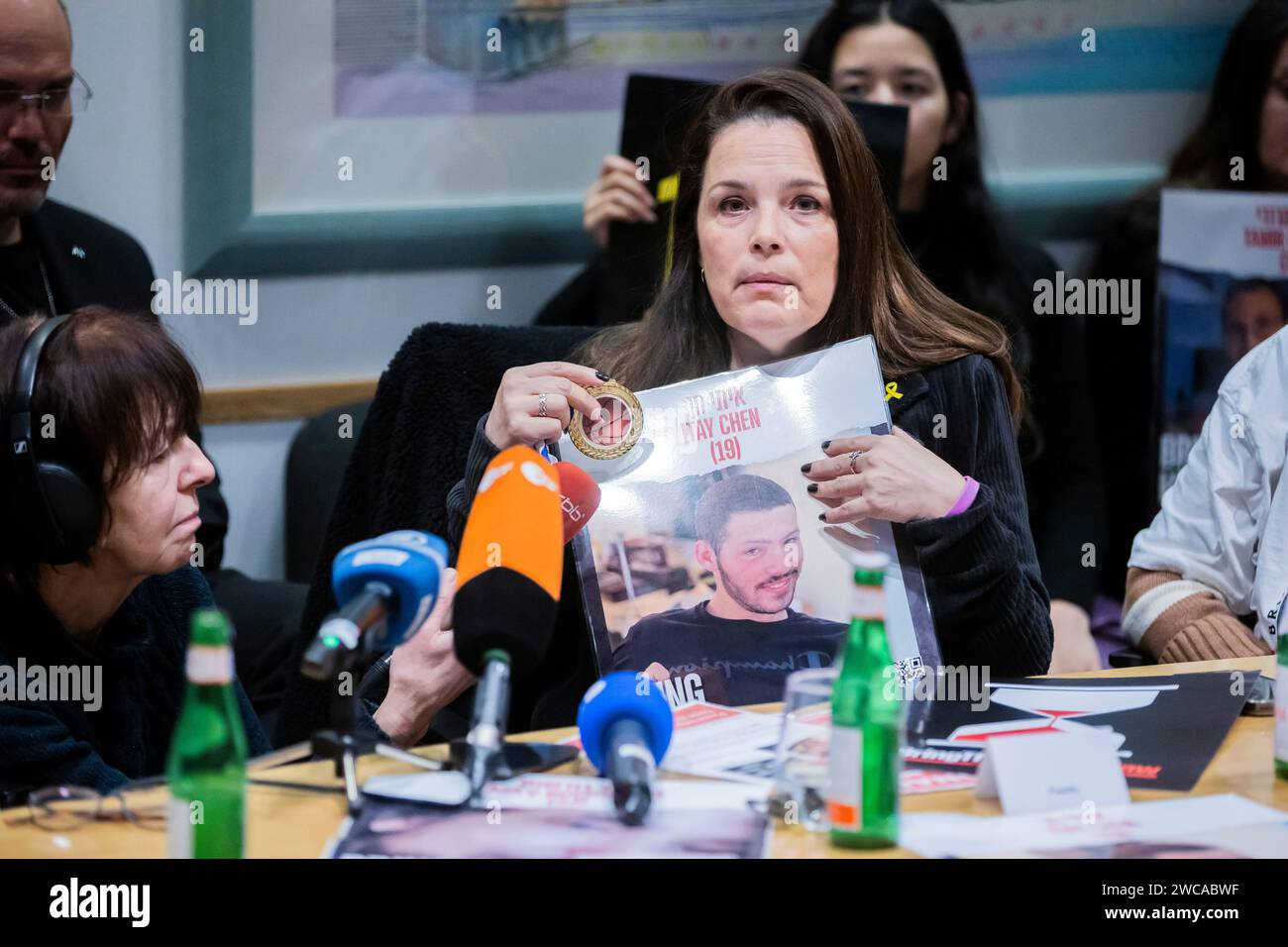Berlin, Germany. 15th Jan, 2024. Hagit Chen, mother of hostage Itay ...