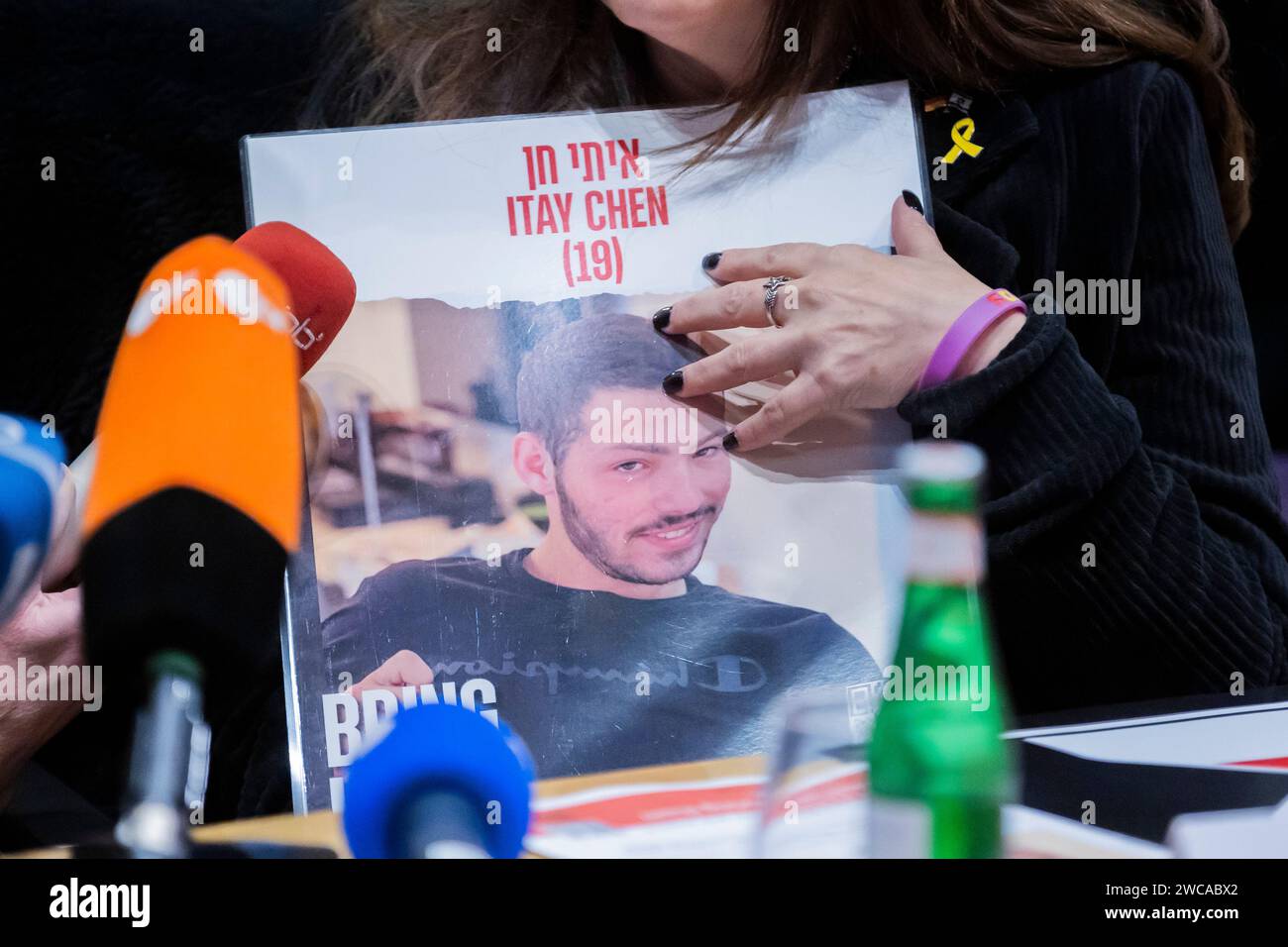 Berlin, Germany. 15th Jan, 2024. Hagit Chen, mother of hostage Itay ...