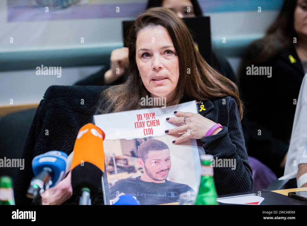 Berlin, Germany. 15th Jan, 2024. Hagit Chen, mother of hostage Itay ...