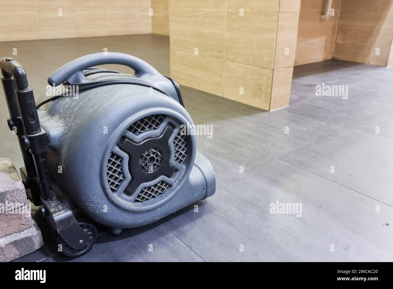 Floor dryer fan used in public washroom and toilet to dry the floor ...