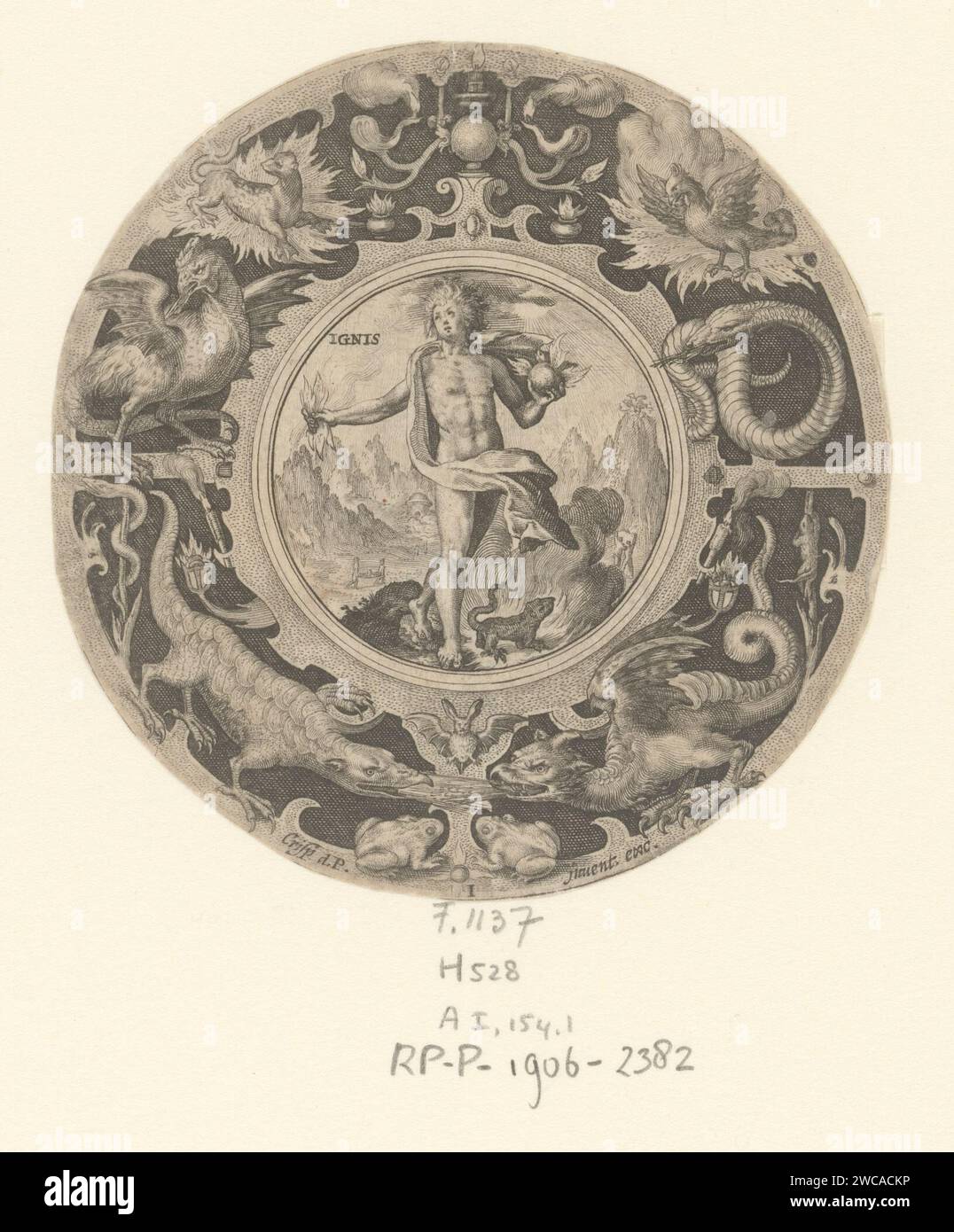 Vuur, Crispijn van de Passe (I), 1574 - 1637 print The male ...