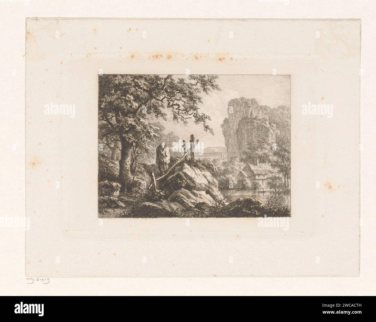 Mountainous landscape with a walk on the left next to a fence, Joseph ...