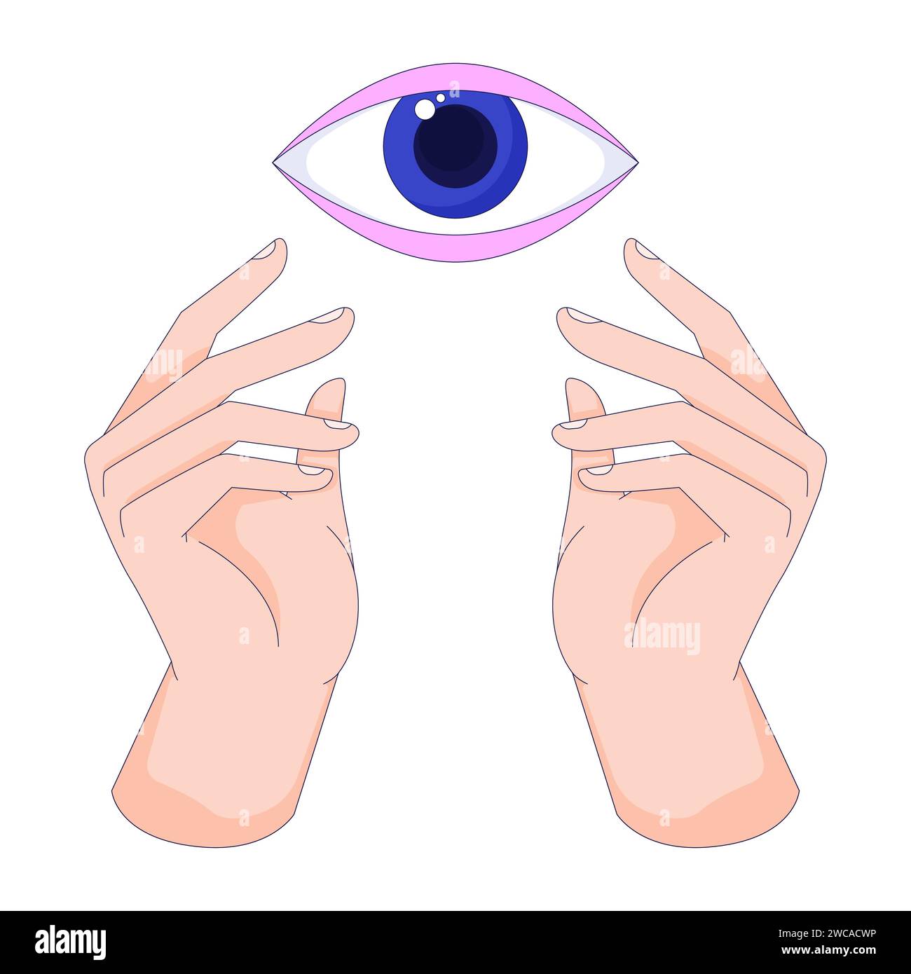 All seeing eye hands 2D linear cartoon image Stock Vector Image & Art ...