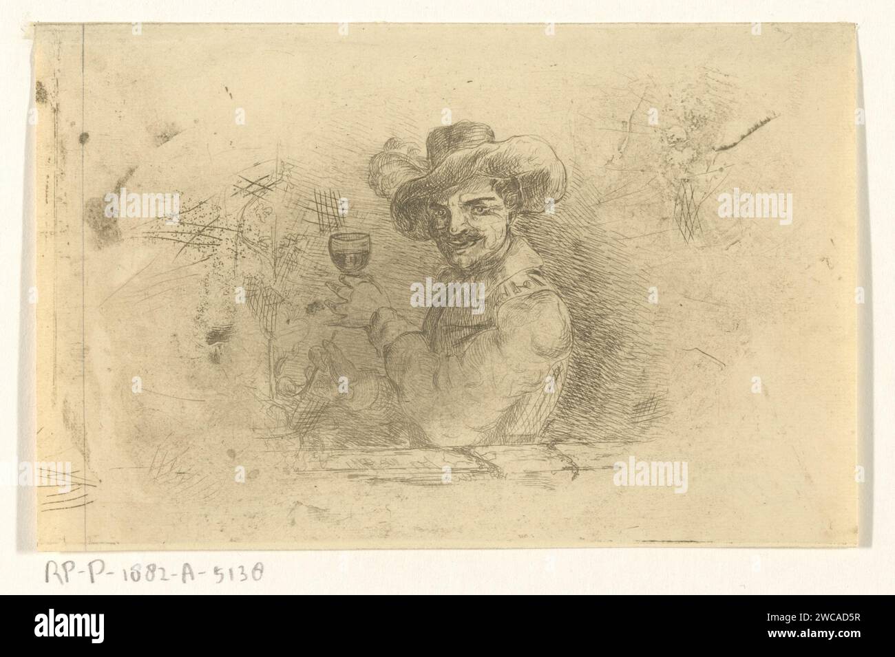 Soldier with lifted glass, Jan Karel Jacob de Jonge, 1843 - 1880 print ...