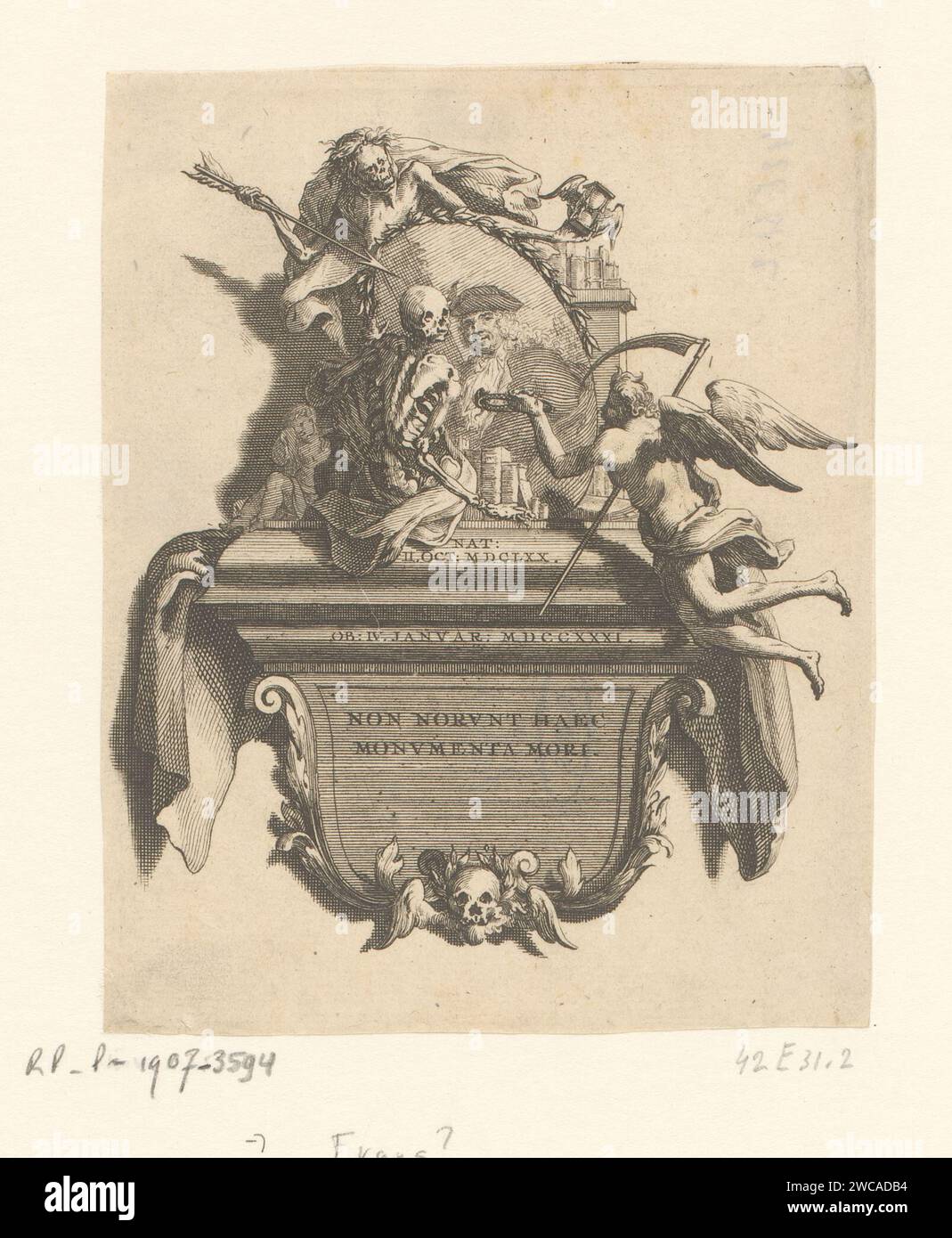 Burial monument with portrait of Jan Goeree, Anonymous, 1731 - c. 1733 ...