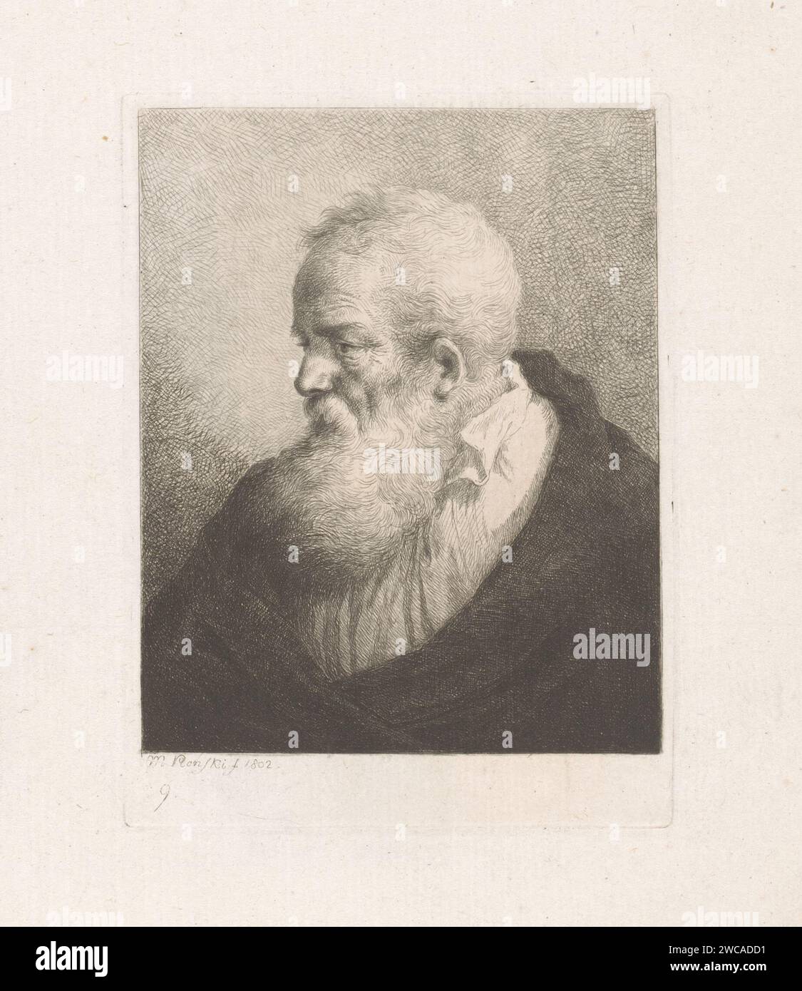 Two portraits of unknown men with beard, Michał Płoński, 1802 print ...