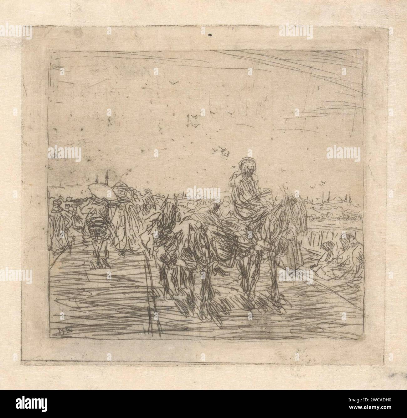 Gala bridge over the Golden Horn in Constantinople, Marius Bauer, 1889 ...