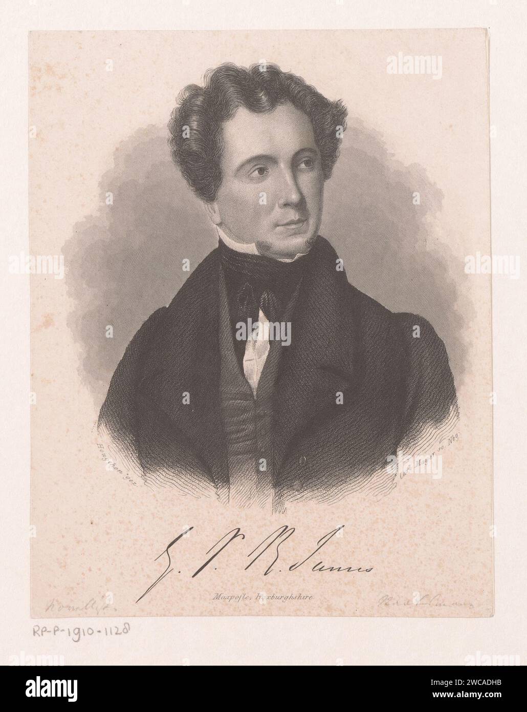 Portret van George Payne Rainsford James, Carl Mayer, after William ...