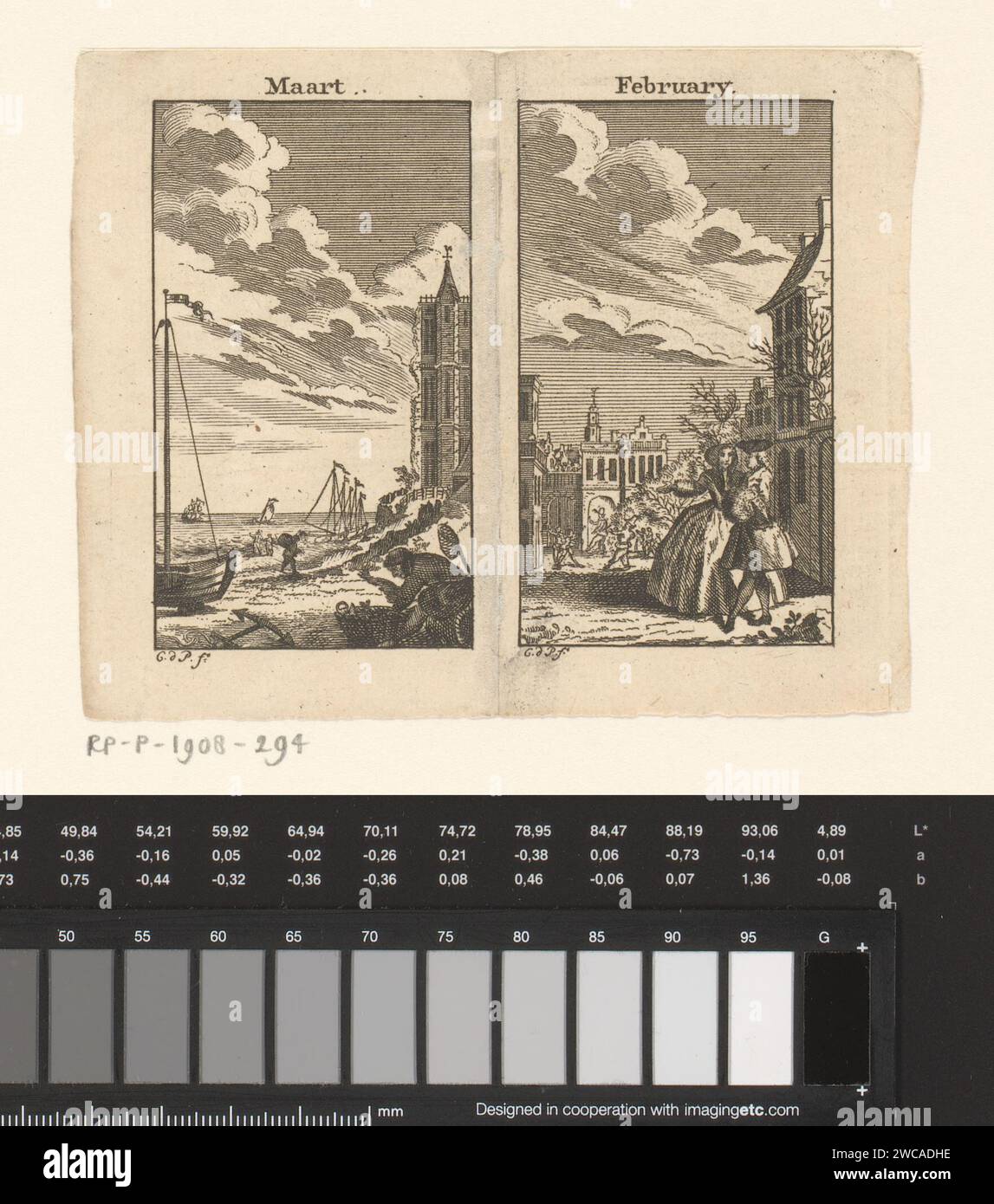 February and March, monogrammist GDP, 1700 - 1799 print March ...