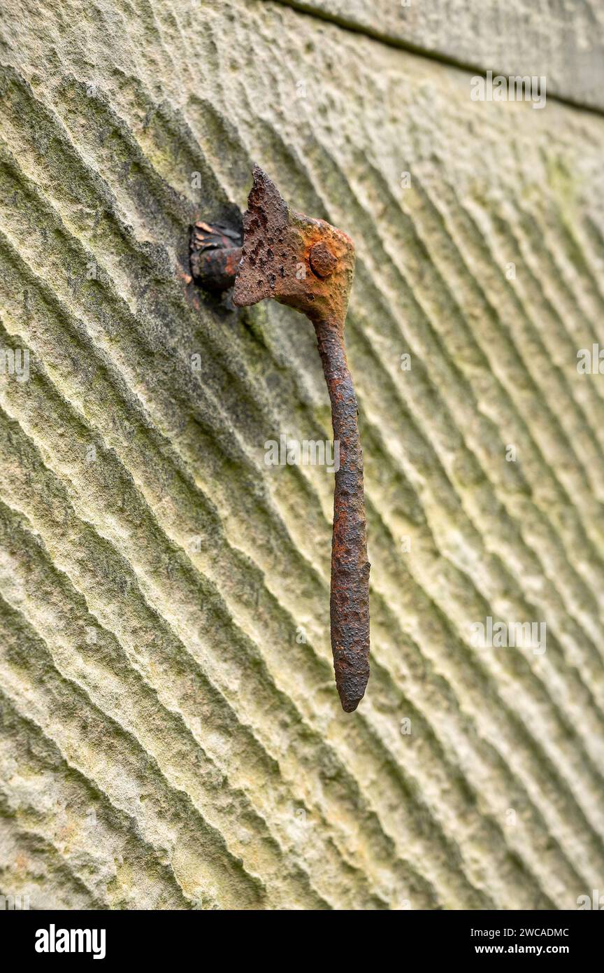 Old rusty window catch on a carved stone wall Stock Photo - Alamy