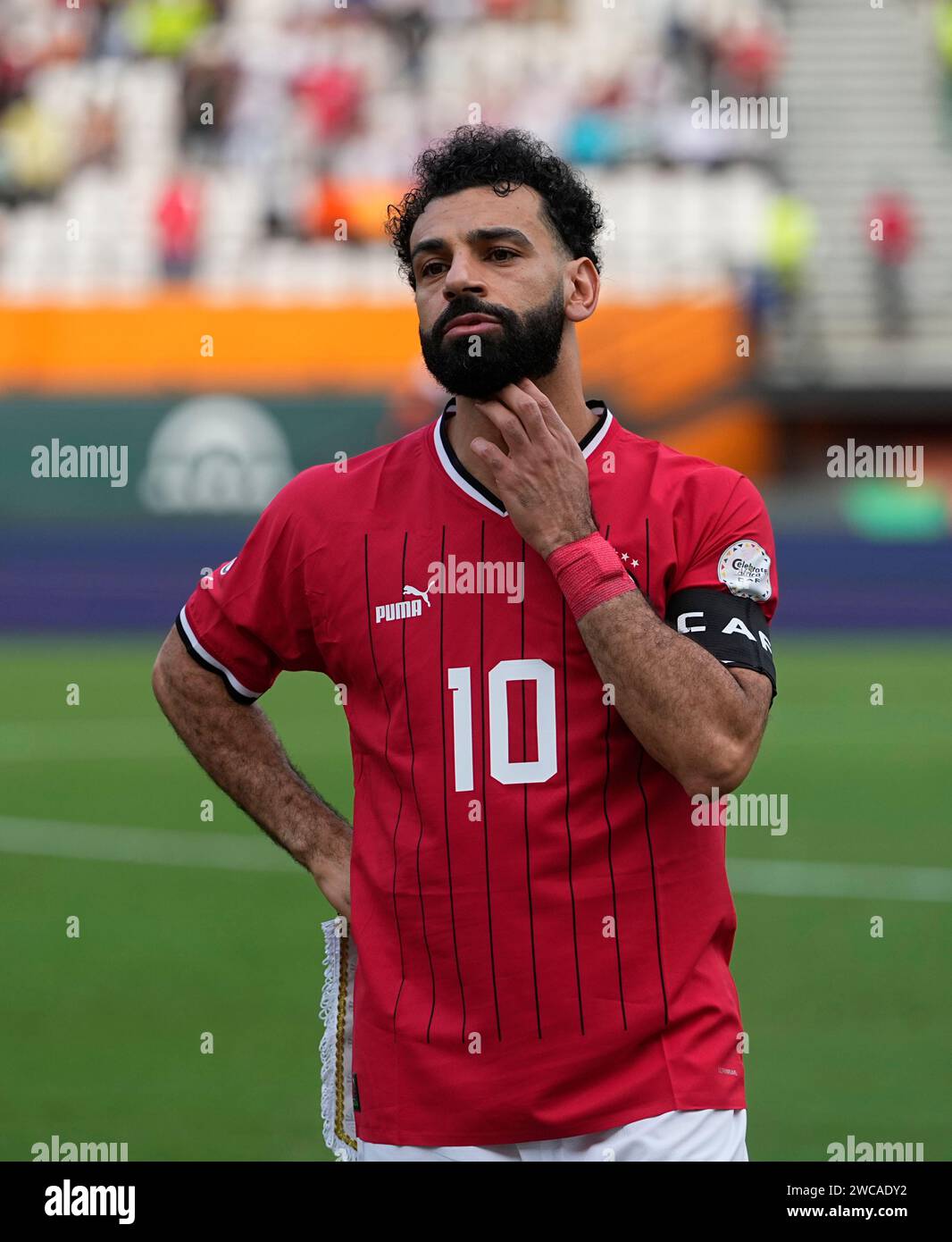 January 14 2024: Mohamed Salah Salah Mahrous Ghaly (Egypt) looks on ...