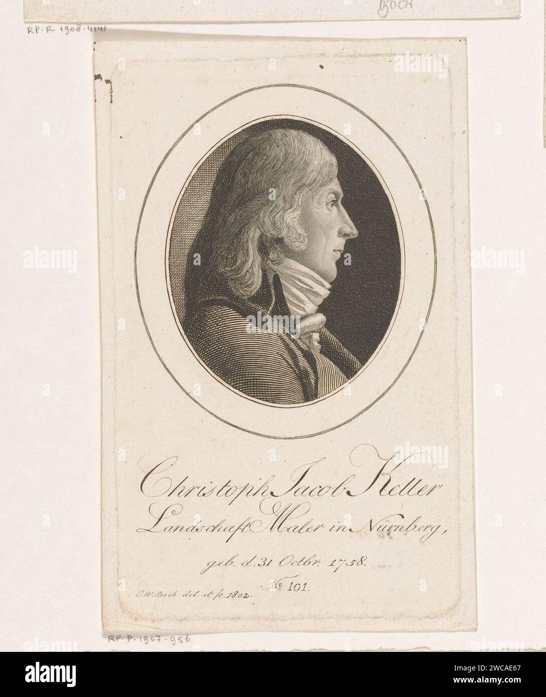 Portrait van Christoph Jacob Keller, Christoph Wilhelm Bock, 1802 print Numbered in the middle ...