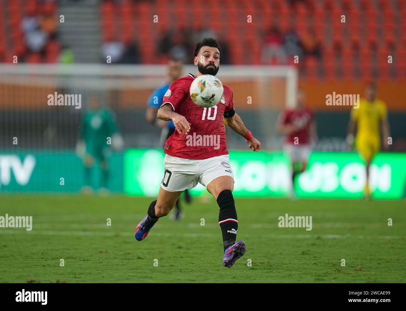January 14 2024: Mohamed Salah Salah Mahrous Ghaly (Egypt) controls the ...