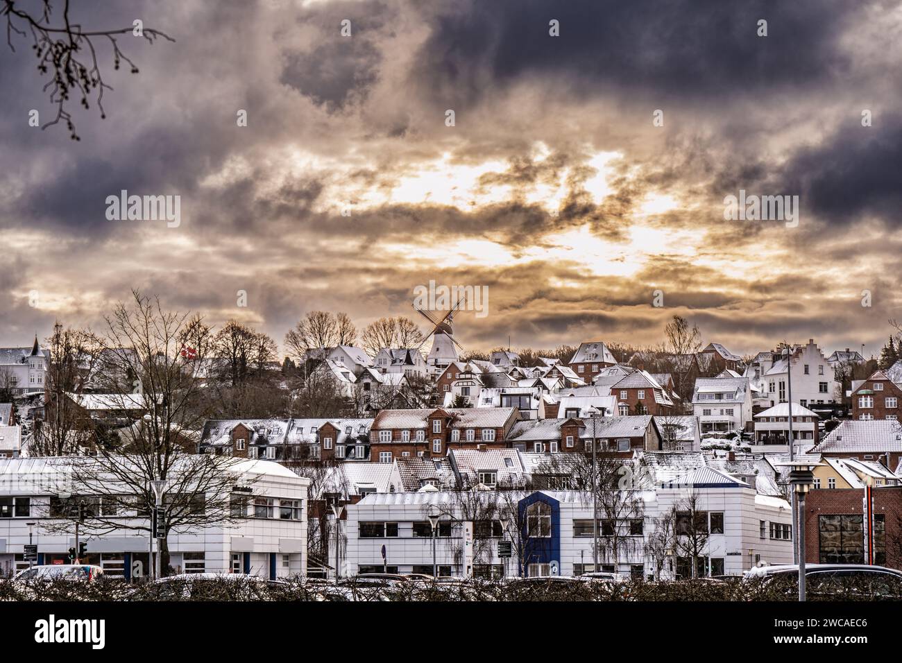 Wind mill in old Hoejen in Vejle city, Denmark Stock Photo - Alamy