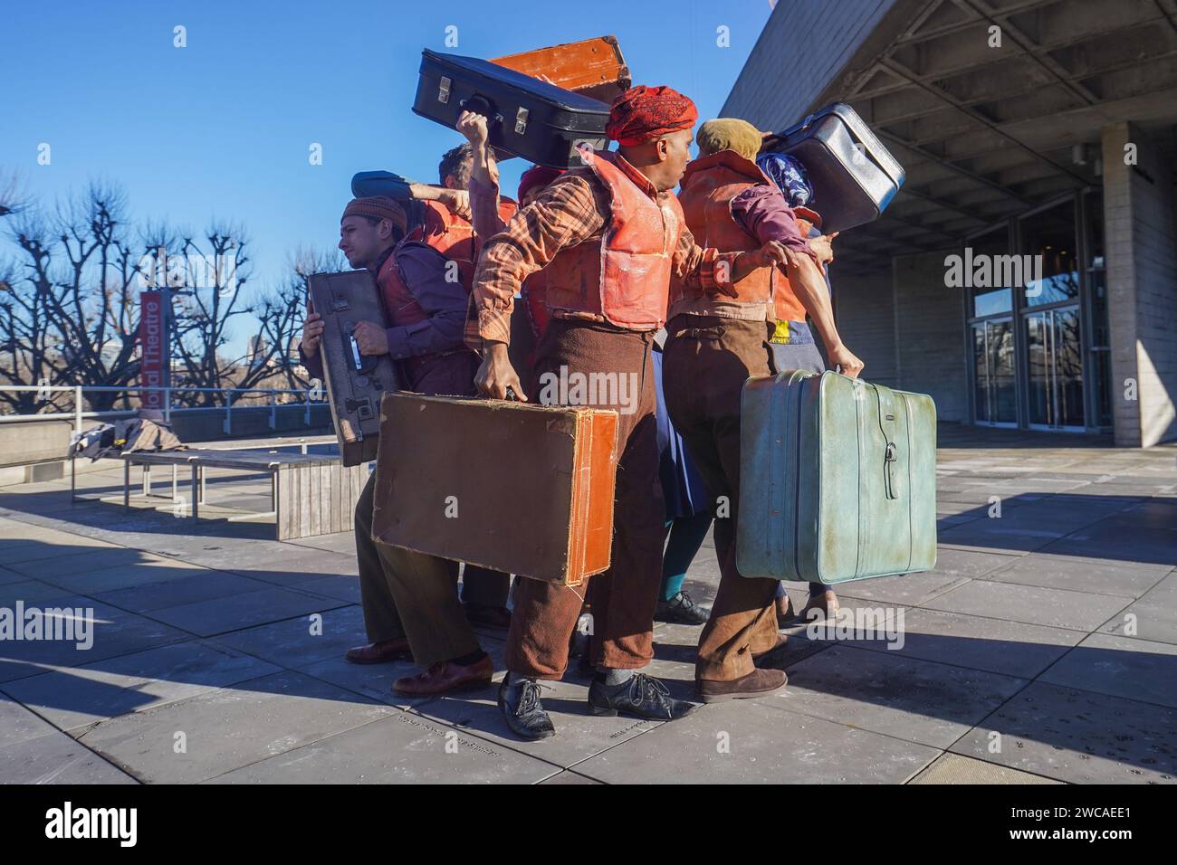 London, UK. 15 January 2024. .The cast of the physical theatre company ...