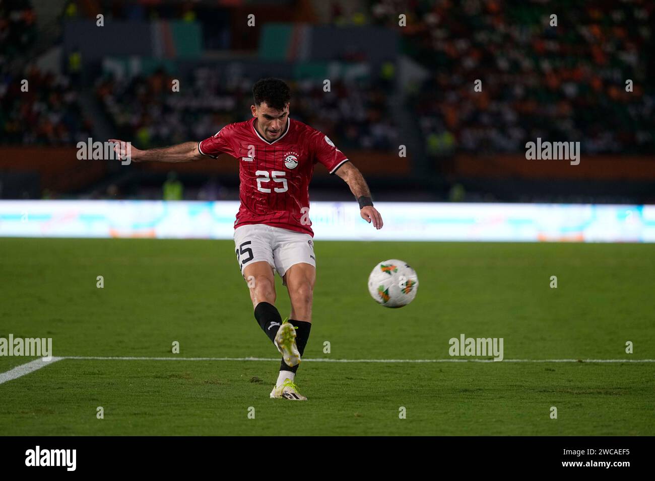 January 14 2024: Ahmed Mostafa Mohamed Sayed (Egypt) controls the ball ...