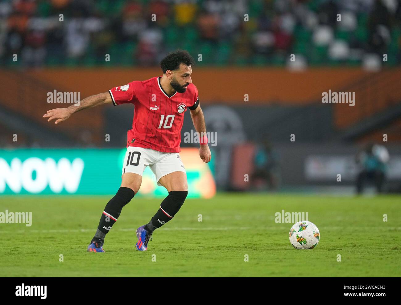 January 14 2024: Mohamed Salah Salah Mahrous Ghaly (Egypt) controls the ...
