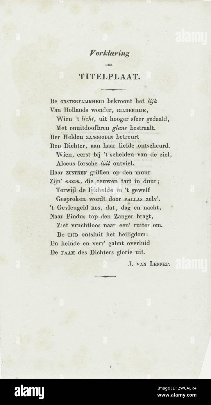 Explanation of the title plate with the allegory on the death of ...