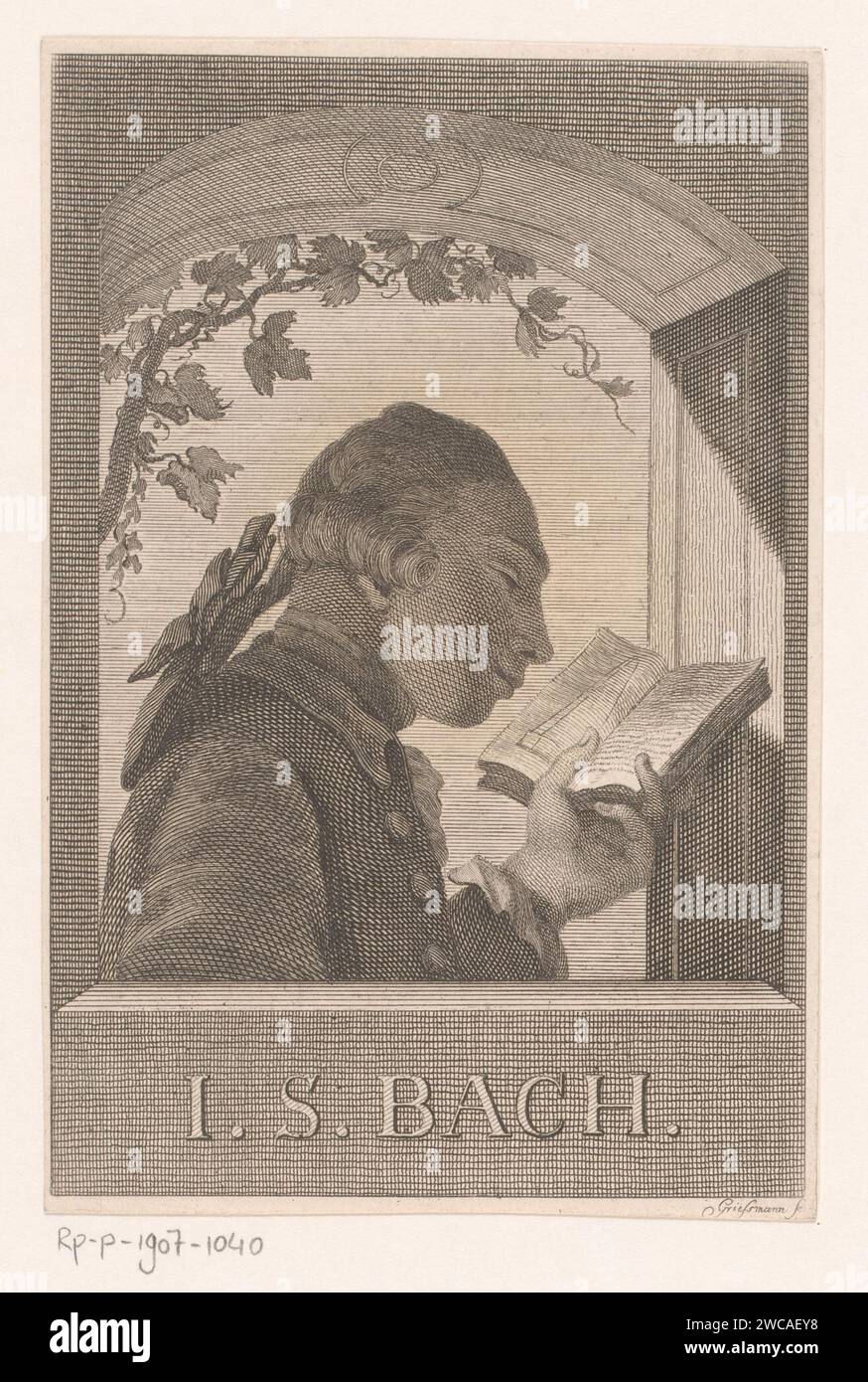 Portret van Johann Sebastian Bach, C.W. Griessmann, 1775 - in or after ...