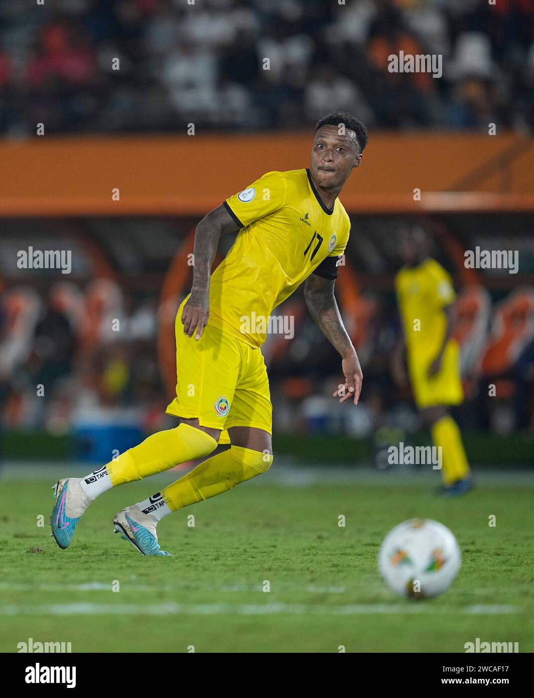 January 14 2024: Edson Andre Sitoe (Mozambique) controls the ball ...