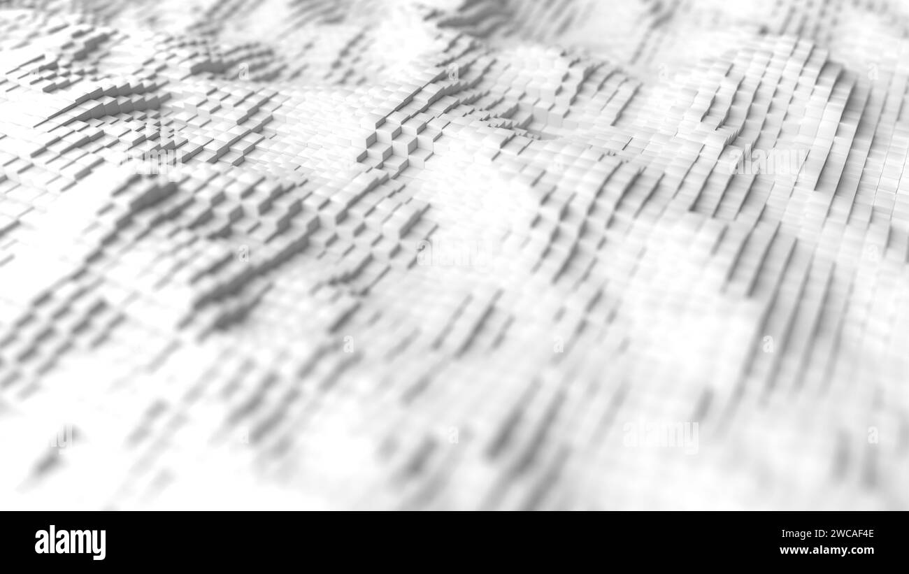 Abstract White Gradient Background with displaced Tiles. 3d Rendering ...