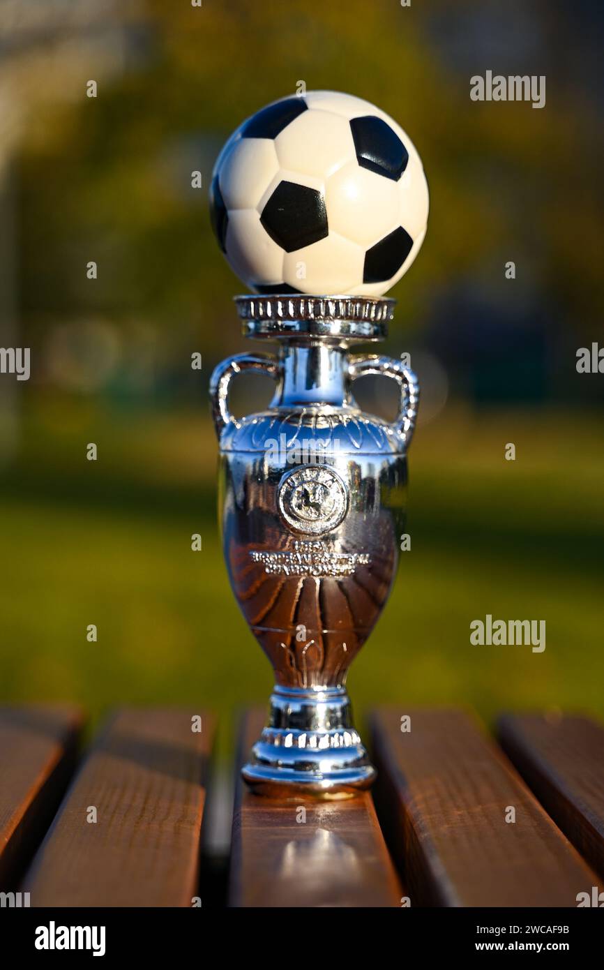 October 13, 2023, Berlin, Germany. The trophy of the European Football ...