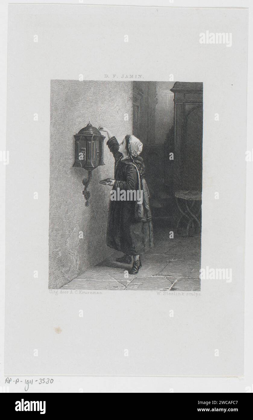 Girl puts money in the sacrificial block, Willem Steelink (I), After ...